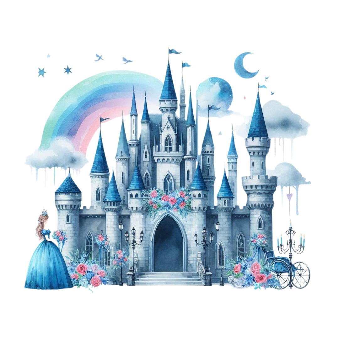 Blue Princess Castle Png Clipart, Princess Castle Watercolor ...