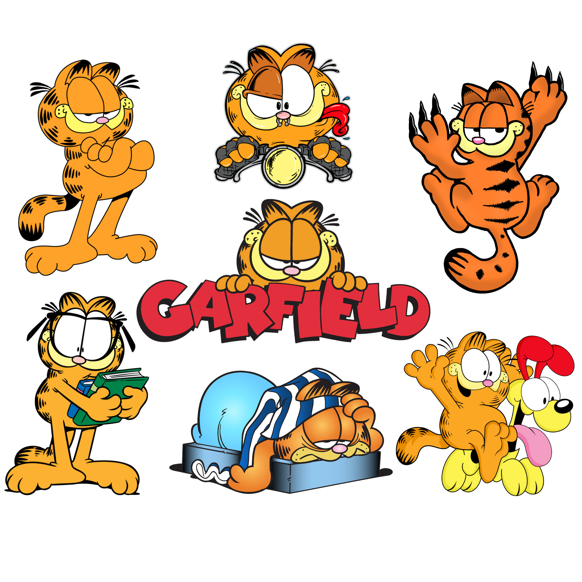 Garfield png bundle, garfield png clipart set, autocollants garfield ...