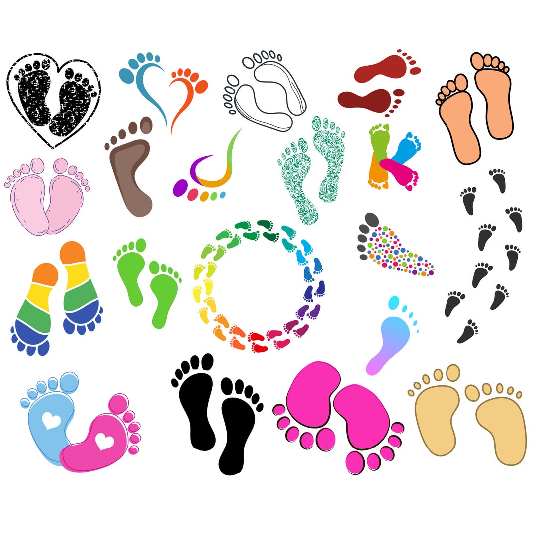 Footprint Png Bundle, Colorfull Foots Png Bundle, Painted Foots Design ...
