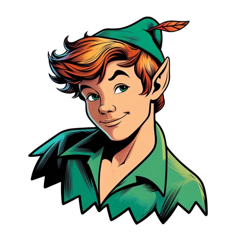 Peter Pan Png Clipart, Peter Pan Head, Fairy, Instant Download - Etsy