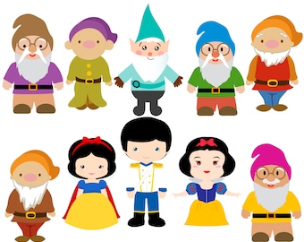 Snow White and Seven Dwarfs Png Bundle, Snow White Png Clipart, Seven ...