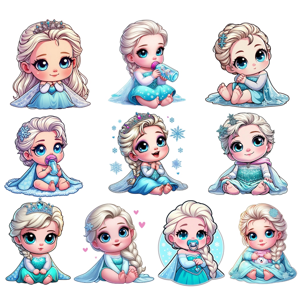 Baby Princess Elsa Png Bundle, Princess Elsa Png Clipart Set, Frozen ...