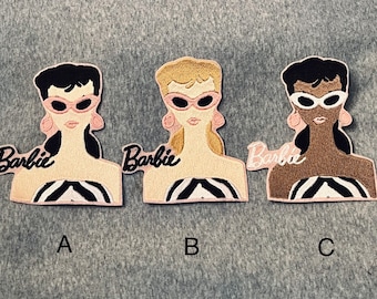 IRON ON Patch-barbie Logo Inspired-iron on Patches-glitter-embroidered Patch-barbie Patch-barbie ...