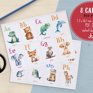 German Alphabet Download PDF, Cute Animal Flashcards ABC A4, Watercolor ...