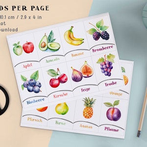 Früchte Flashcards Deutsch | German Fruit Cards for Kids | Aquarell ...