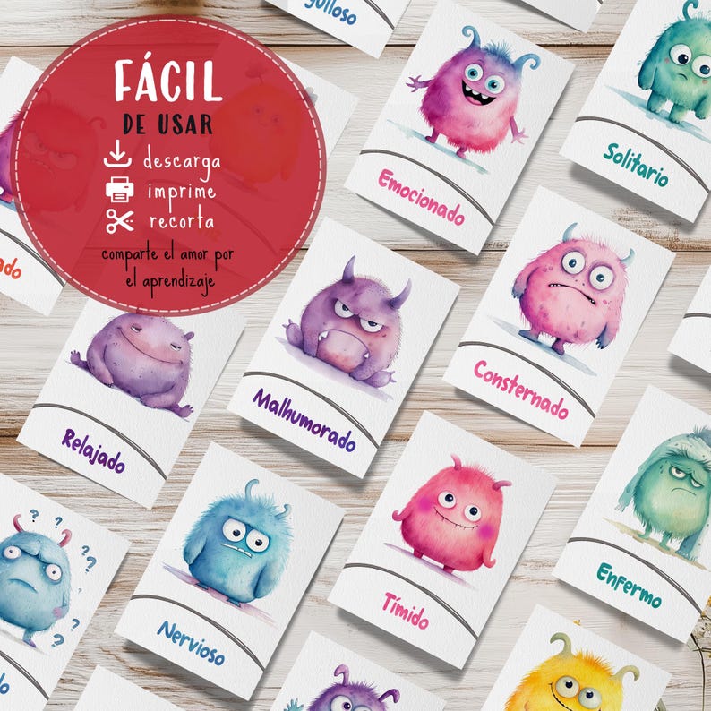 Tarjetas Emociones Niños - Flashcards Sentimientos Español - Material ...