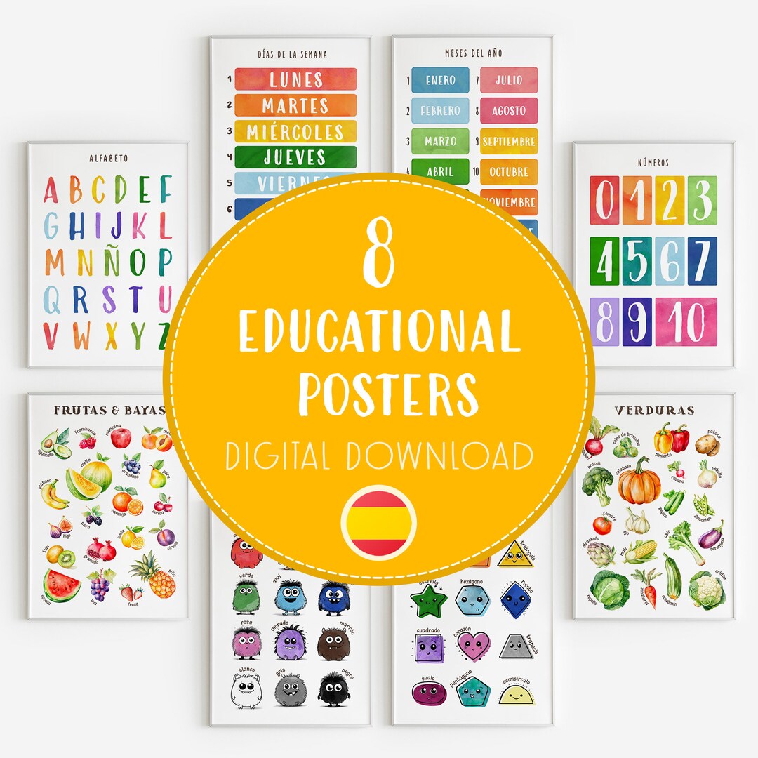 8 Spanish Educational Posters for Kids | Printable Homeschool Classroom ...