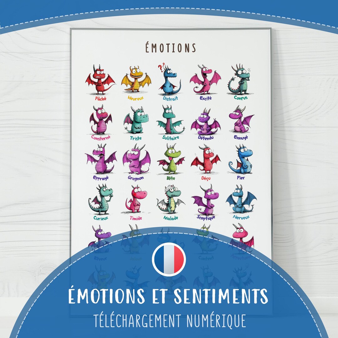 Emotion Poster Download Print for Kids, Preschool Fun Dragons Feelings ...