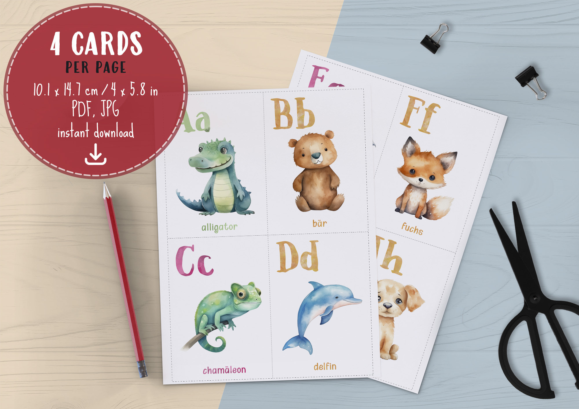 Alphabet Flashcards Deutsch | German ABC Animal Cards | Vorschule ...