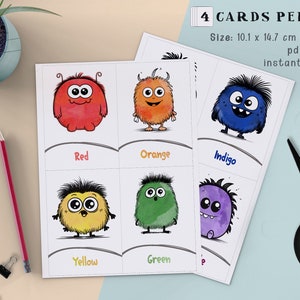Color Flashcards Kids Monsters | Learn Colors Printable PDF ...