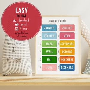 Months of the Year Poster Download PDF for Kids Printable in French ...