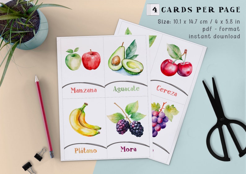 Tarjetas Frutas Español - Flashcards Berries - Material Montessori ...