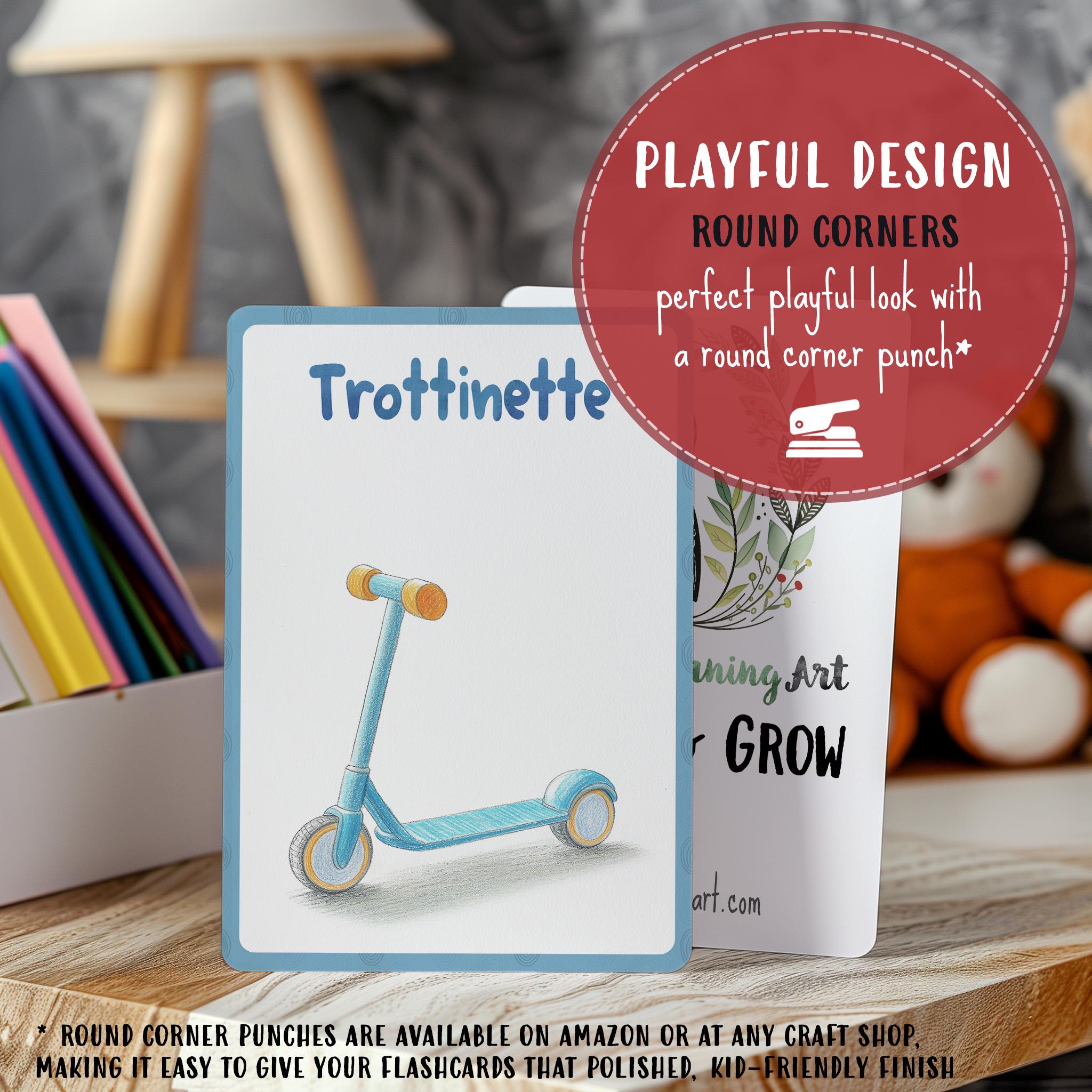 French Transport Flashcards for Kids, Printable Vehicle Learning Cards ...