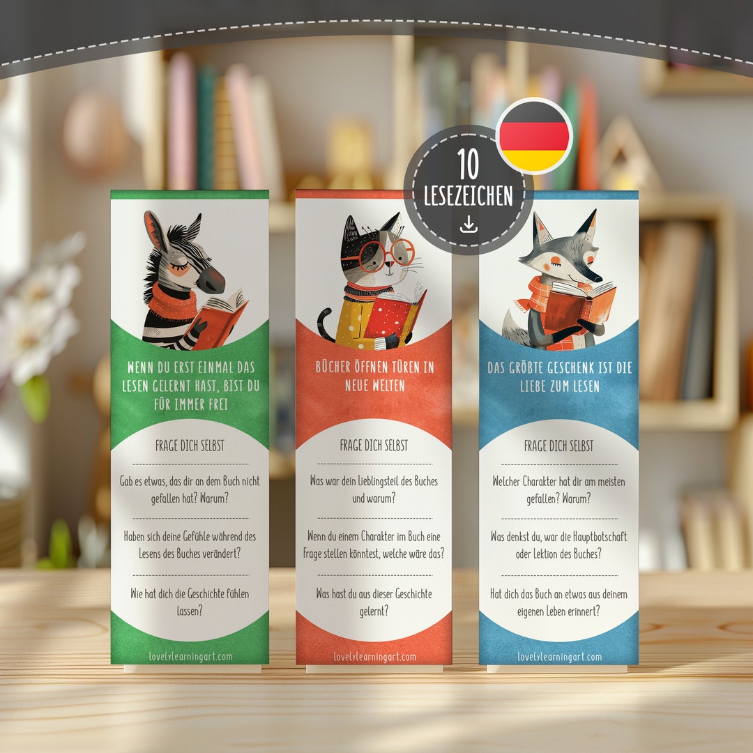 Printable Bookmarks for Kids, Fun Reading Affirmations, Questions Set ...