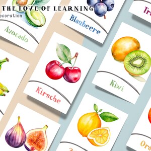 Früchte Flashcards Deutsch | German Fruit Cards for Kids | Aquarell ...