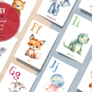 Animal Alphabet Flashcards Kids | ABC Learning Cards Printable PDF ...