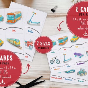 German Transport Flashcards for Kids, Printable Vehicle Learning Cards ...