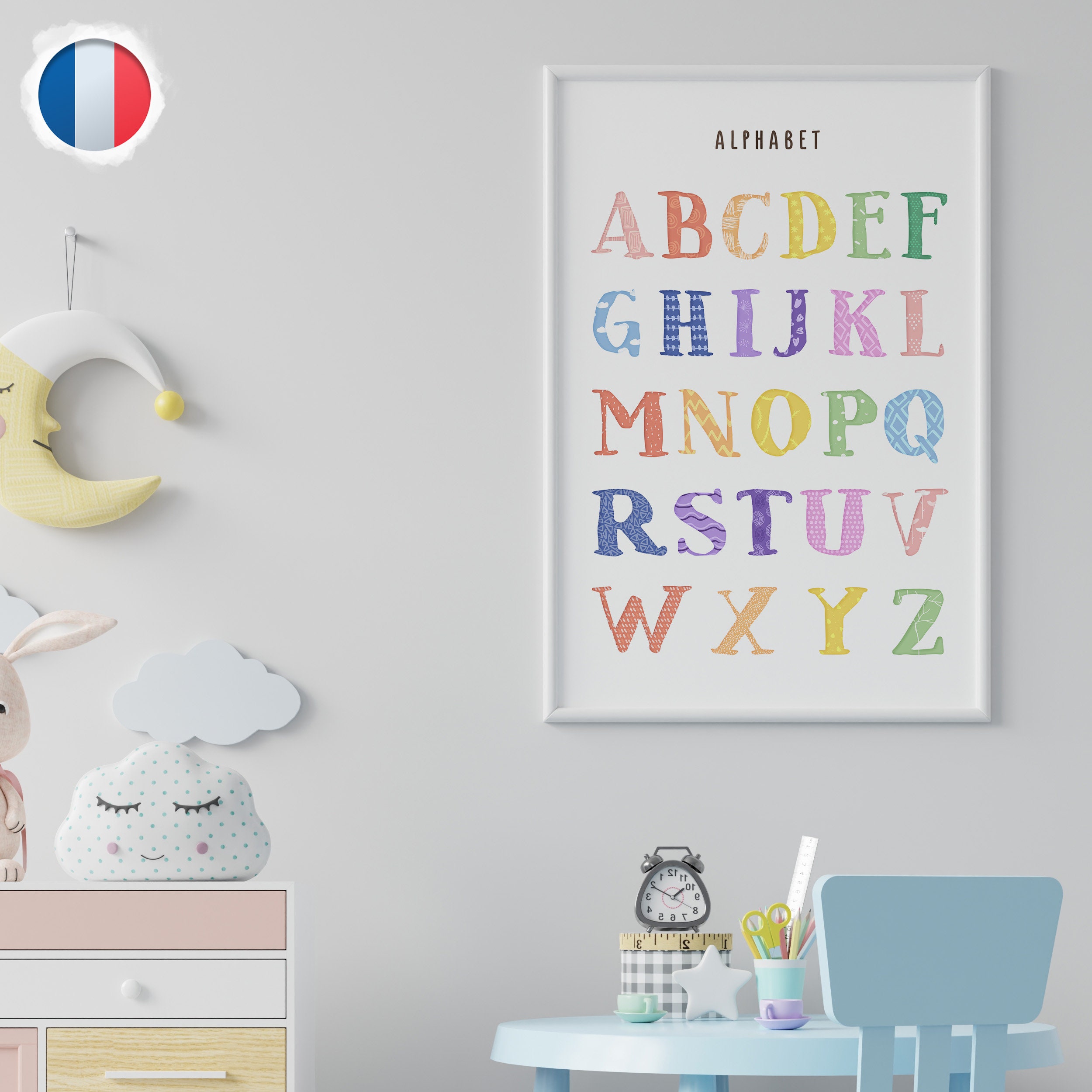 French Alphabet Poster for Kids Simple - Etsy