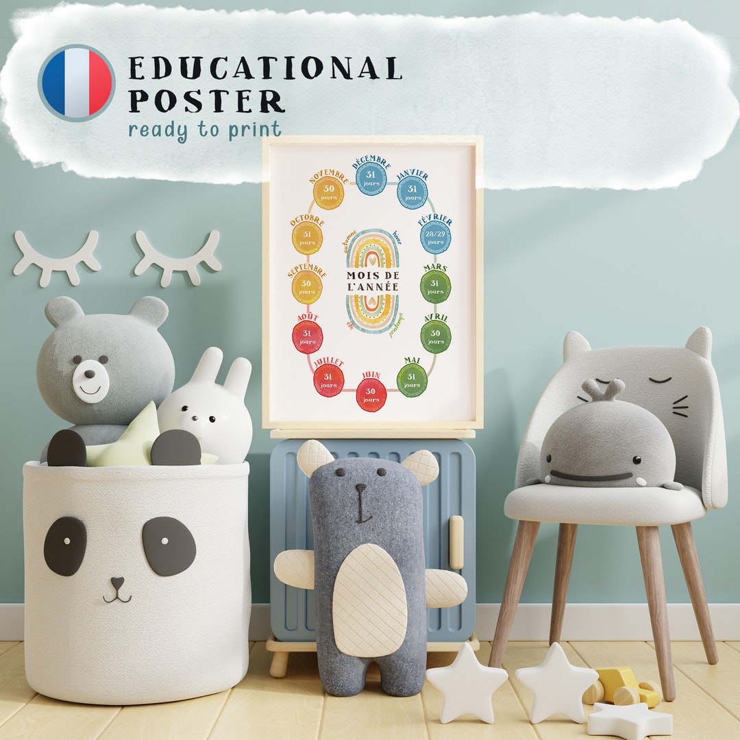 Affiche Mois Saisons Français | Tableau Mural Éducatif | Outil ...