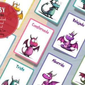 Spanish Emotions Flashcards With Dragons, Colorful PDF Download ...