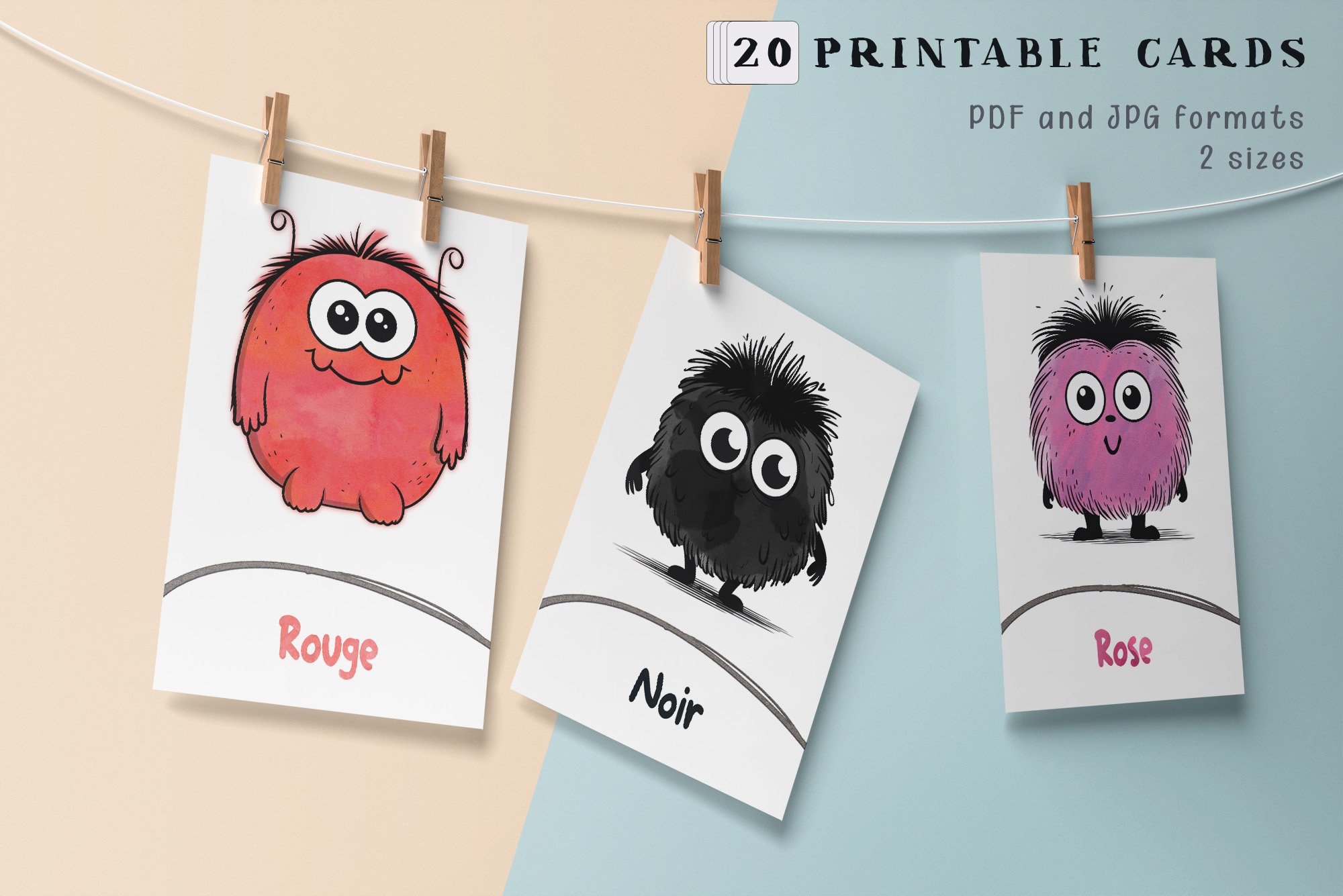 Cartes Couleurs Français PDF | Montessori Apprentissage | Monstres ...