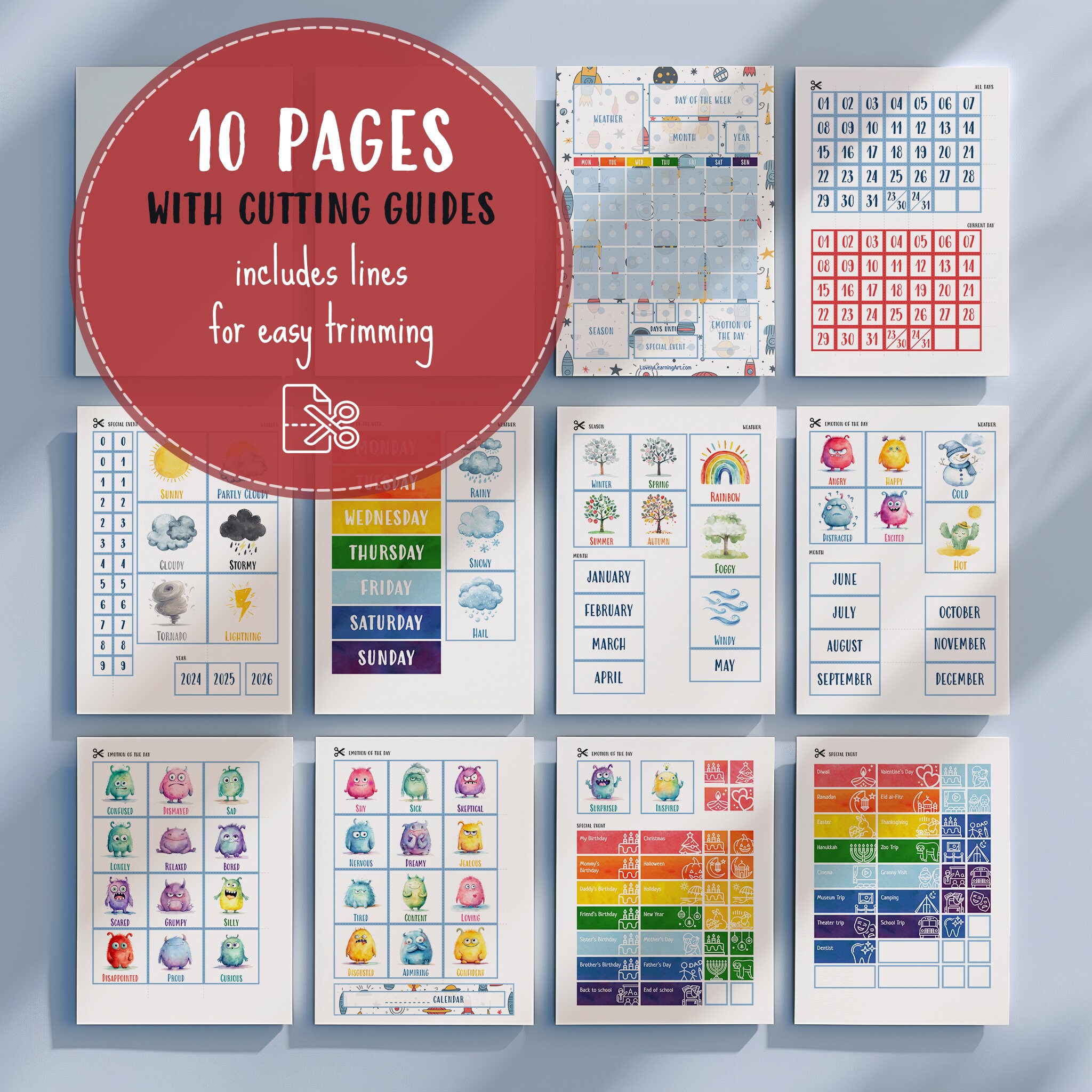 School Calendar for Kids Fun Educational DIY Activity Kit, Interactive ...