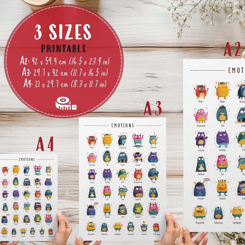 Emotions Monsters Poster: Kids Emotions Chart, Homeschool Decor ...