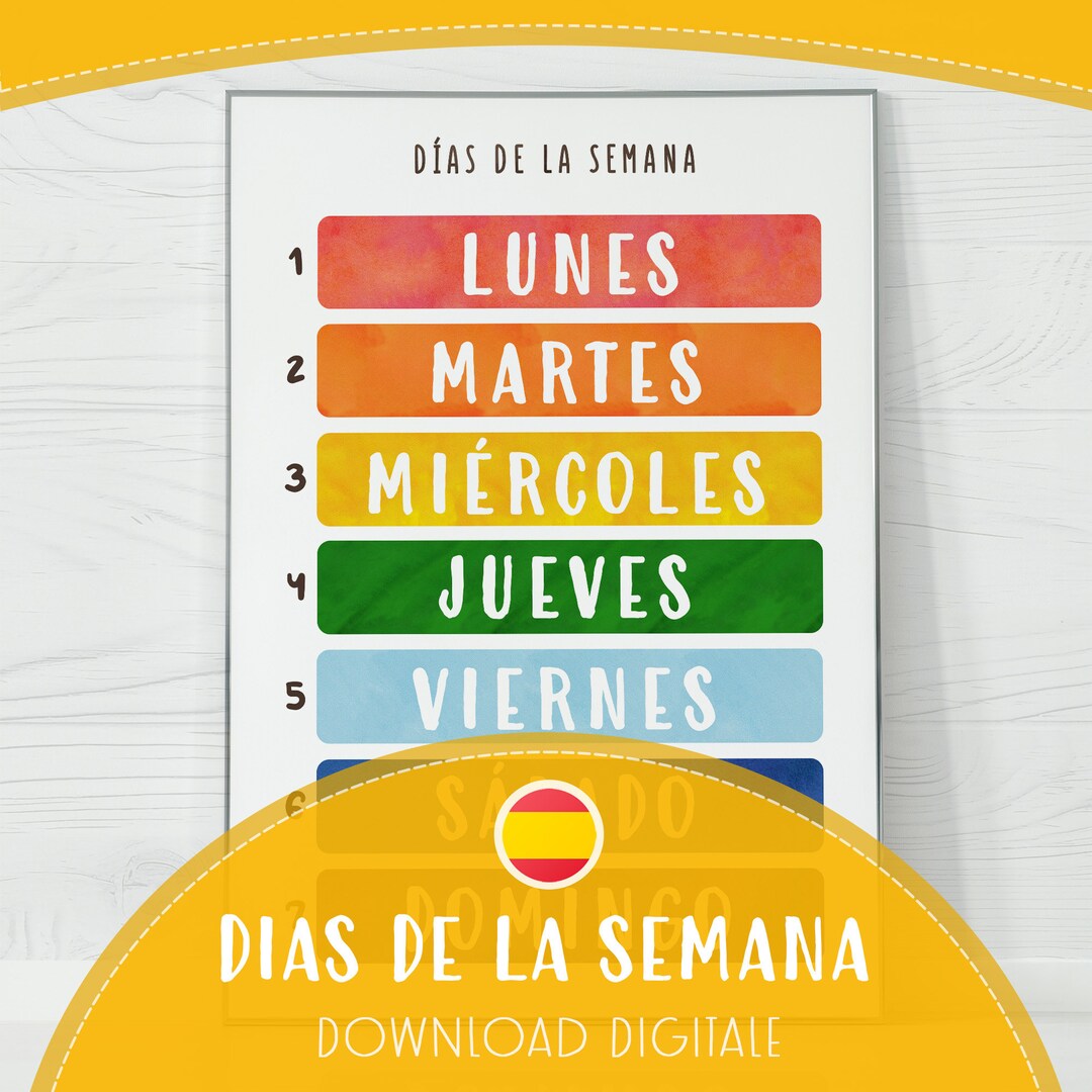 Póster de los días de la semana en español: Impresión de aprendizaje ...