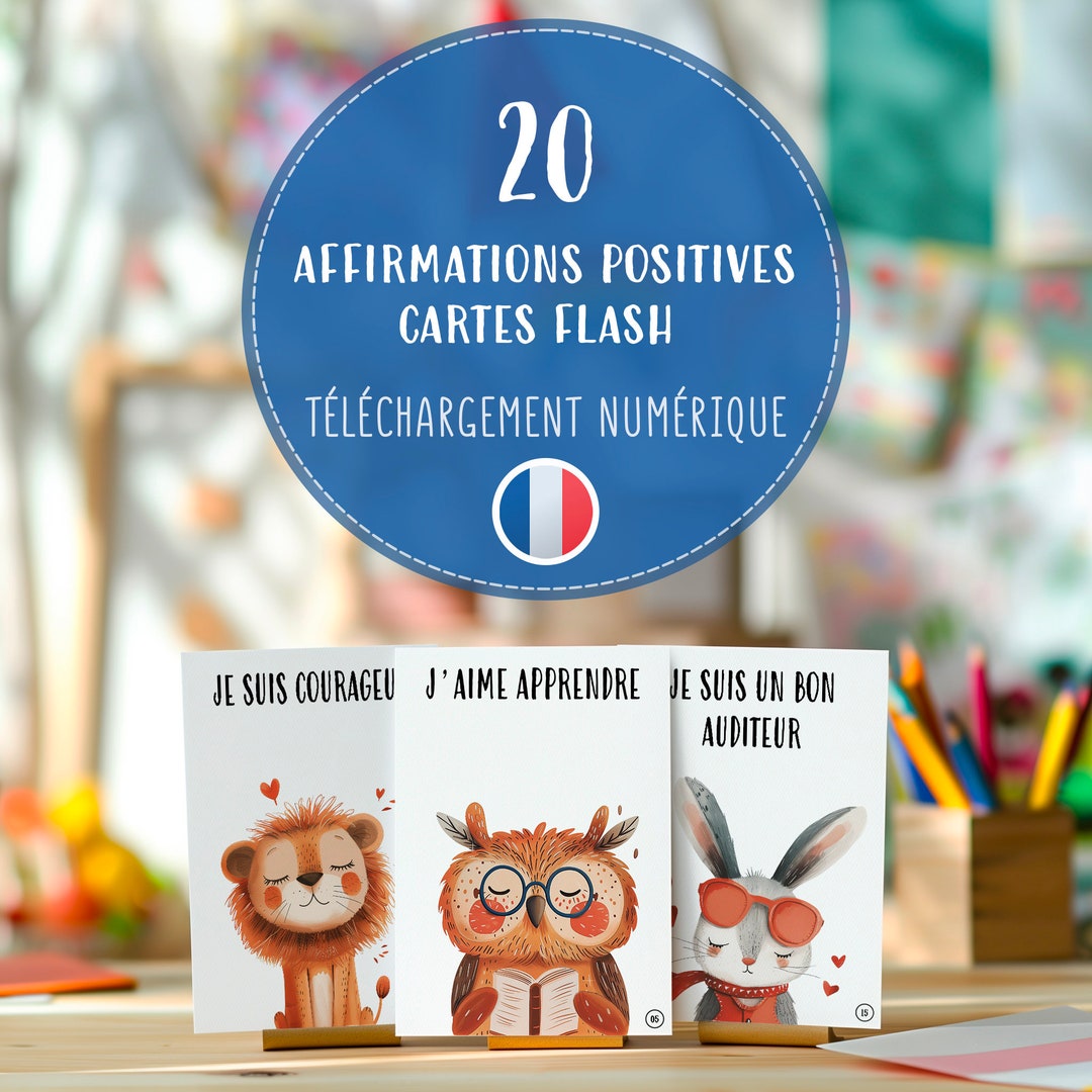 Positive Affirmations for Kids PDF, Cute Animal Flashcards ...