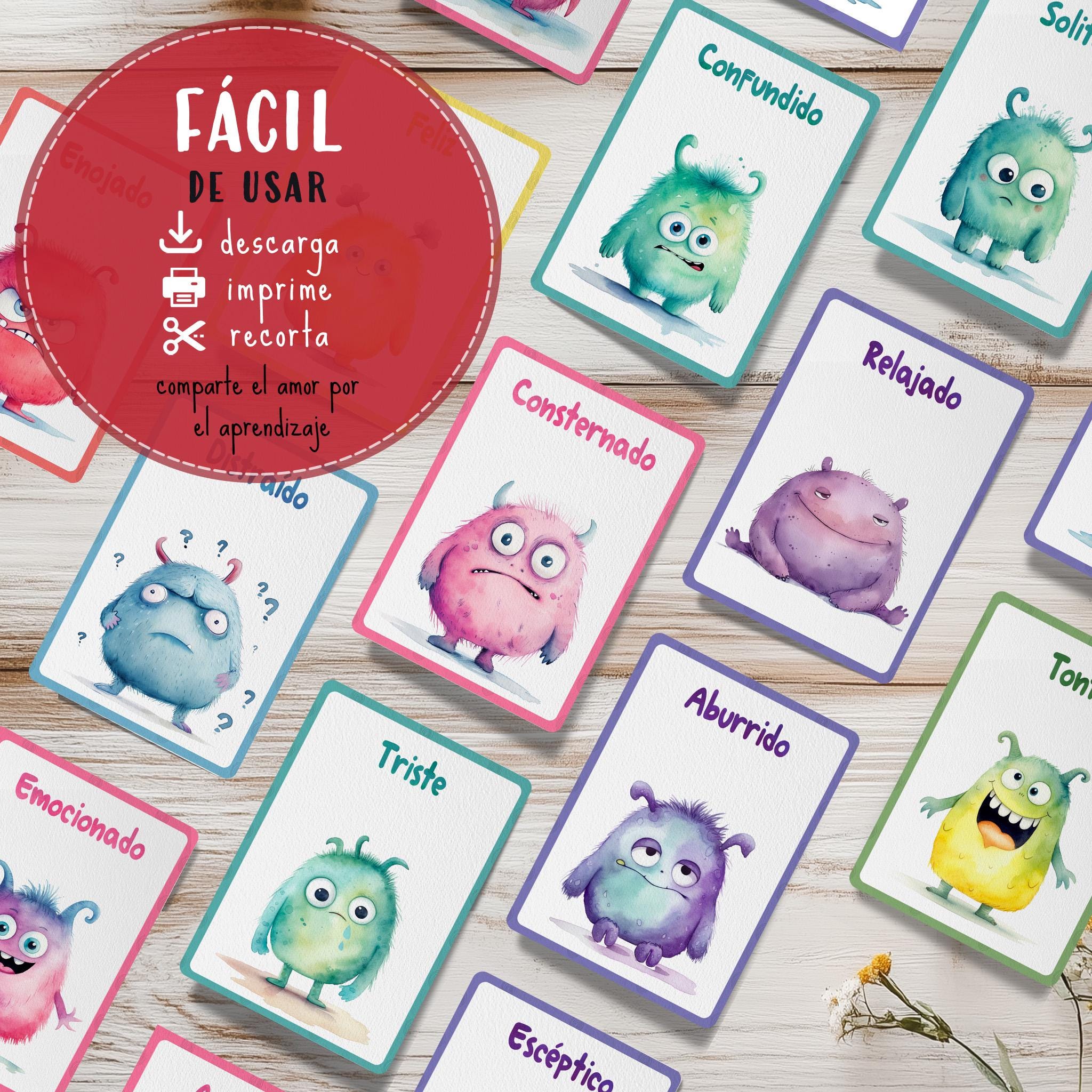 Tarjetas Emociones Niños - Flashcards Sentimientos Español - Material ...