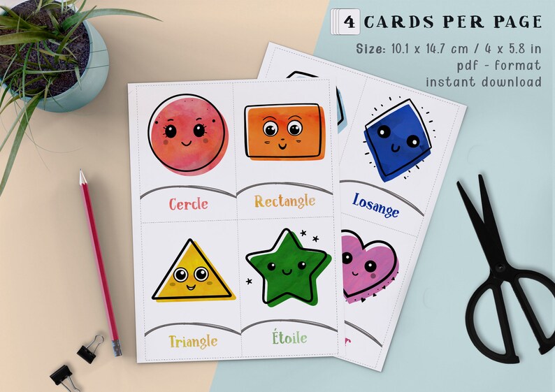 Cartes Des Formes Pour Enfants, Cartes Géométriques Colorées, Outil ...