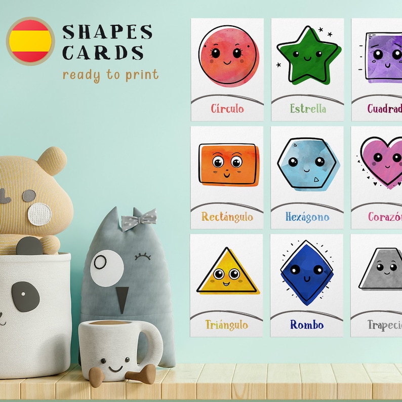 Tarjetas Formas Geométricas - Flashcards Español Niños - Material ...