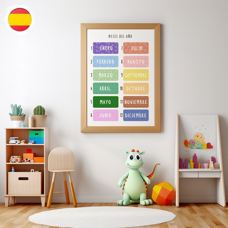 Months of the Year Poster in Spanish Print for Kids - Etsy