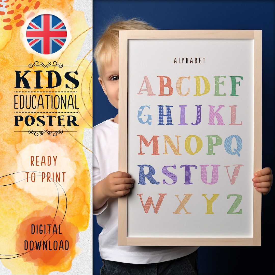 English Alphabet Poster for Kids - Etsy