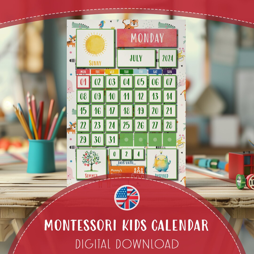 Interactive Kids Calendar | Montessori Busy Binder PDF | Daily Routine ...