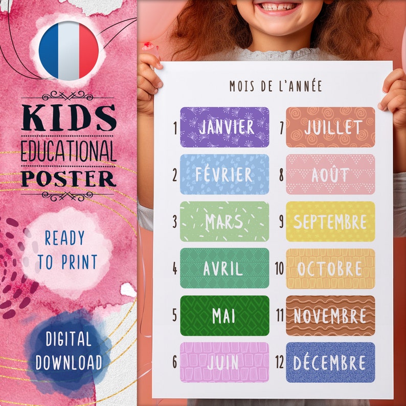 Months of the Year French Poster for Kids - Etsy Australia
