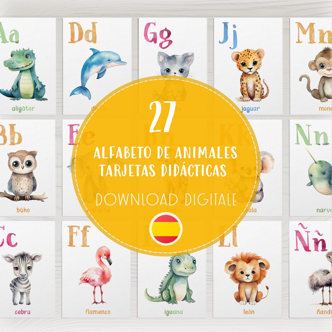 Tarjetas Alfabeto Español - Flashcards ABC Animales - Material ...