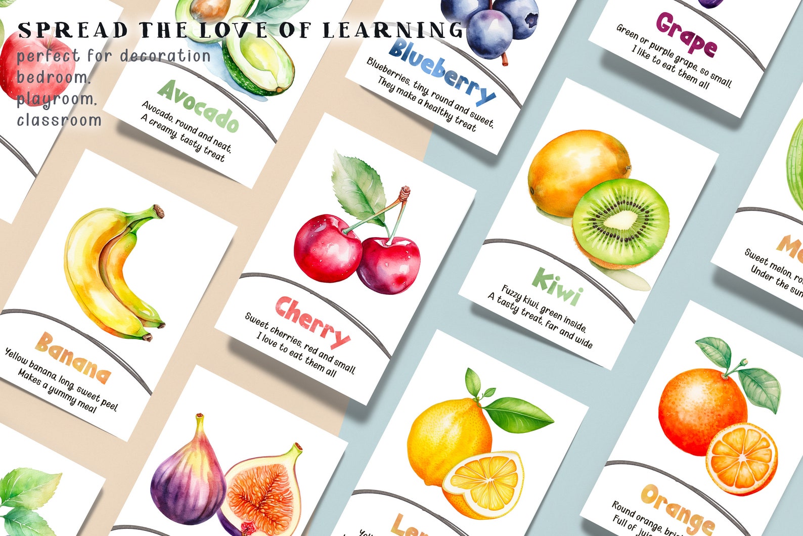 Fruits Flashcards Rhymes Kids | Printable PDF Learning Cards ...