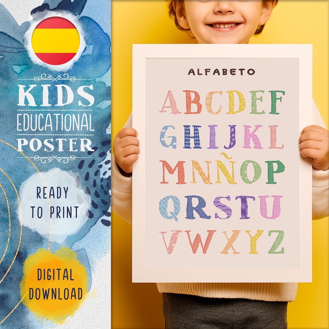 Spanish Alphabet Poster for Kids Printable - Etsy