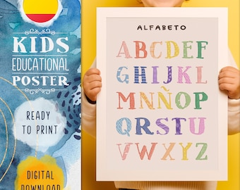 Spanish Alphabet Educational Poster Prints for Homeschool, Kids Decor ...