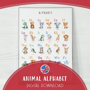 Printable Alphabet Poster With Animals Watercolor ABC Wall Art for ...