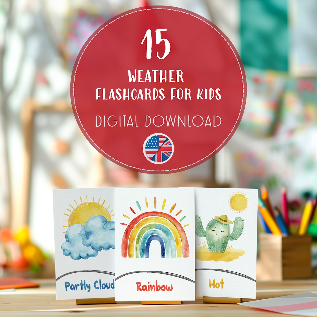 Weather Flashcards for Kids, Printable Weather Learning Cards ...