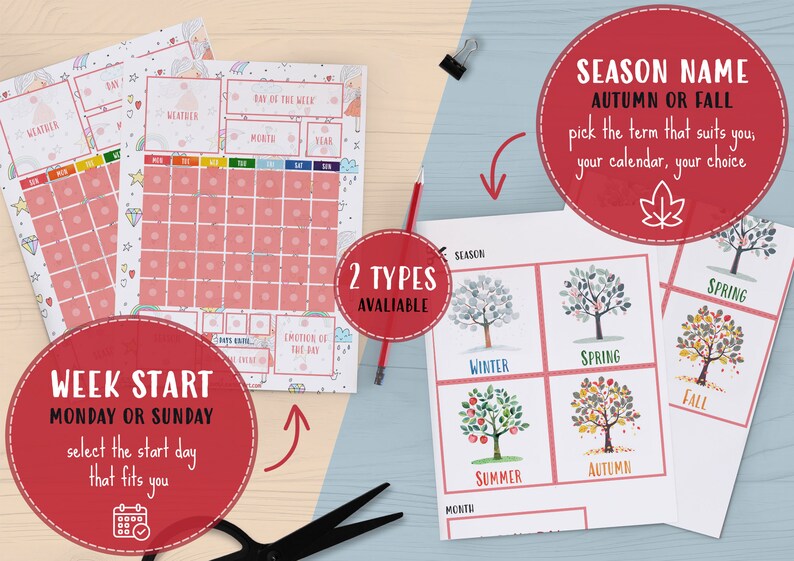 Kids Daily Calendar Printable PDF | Montessori Routine Planner ...