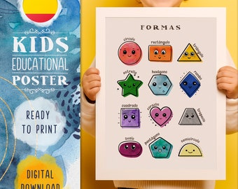Spanish Shapes Poster | Geometric Learning Printable PDF | Kids ...