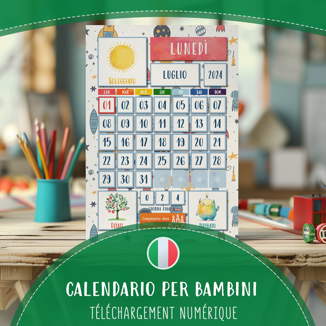 Calendario Classe Perpetuo Italiano | Homeschool Montessori | Download ...