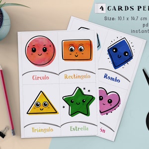 Tarjetas De Formas Para Niños, Cartas Geométricas Coloridas ...