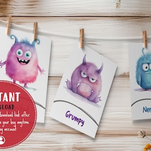 Monster Emotions Flashcards for Kids | Printable Feelings Cards PDF ...