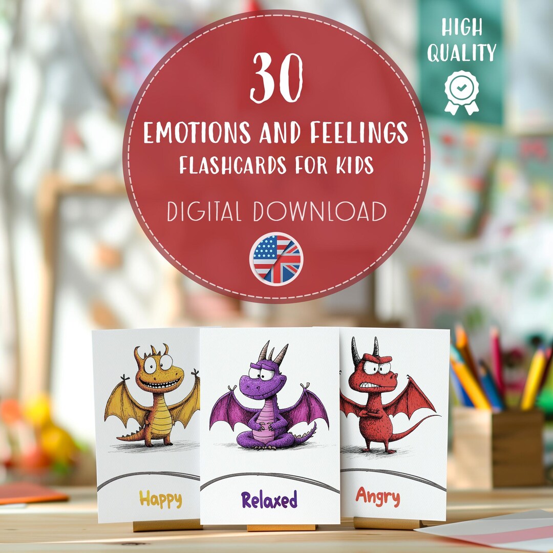 Dragon Emotions Flashcards Kids | English PDF Printable | SEL Learning ...
