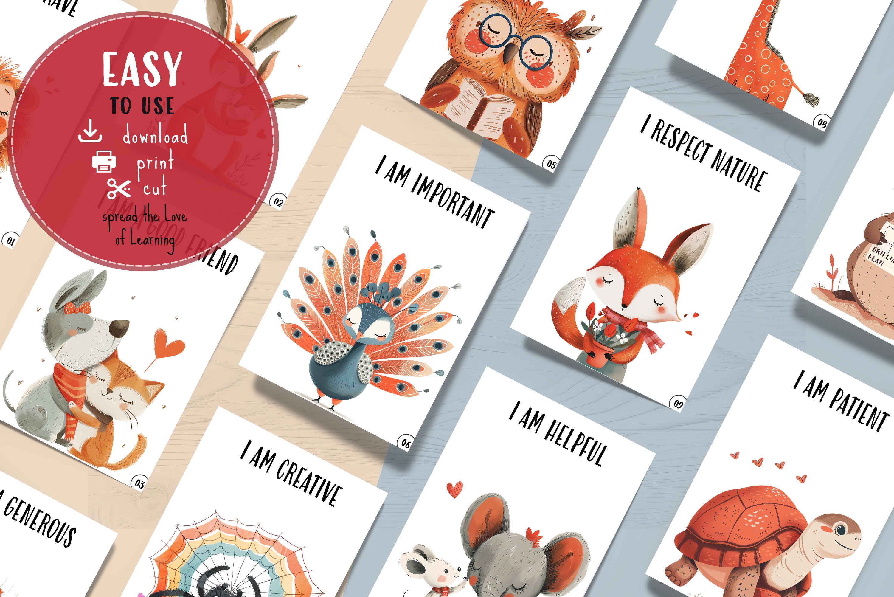 Positive Affirmations for Kids, Printable Motivational Flashcards, Cute ...