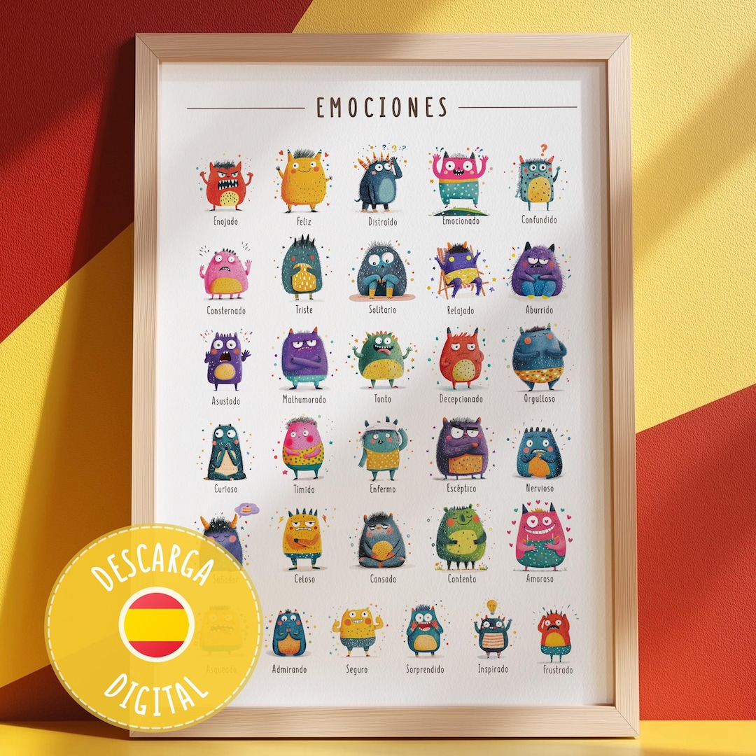 Póster Monstruos Emociones - Sentimientos Español - Educación Emocional ...